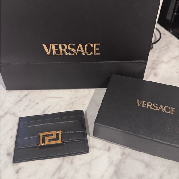 Versace | Accessories | Versace Black Key And Card Holder With Greek ...